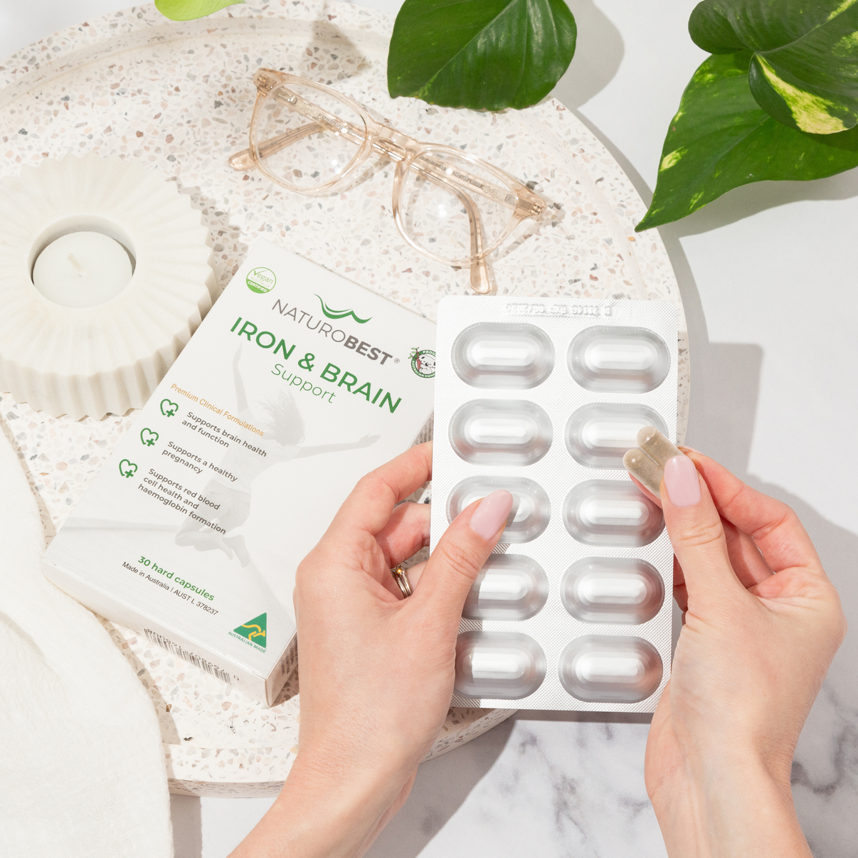 Iron & Brain Support | Vegan Iron, Choline, Vitamins C, B12 & Folate